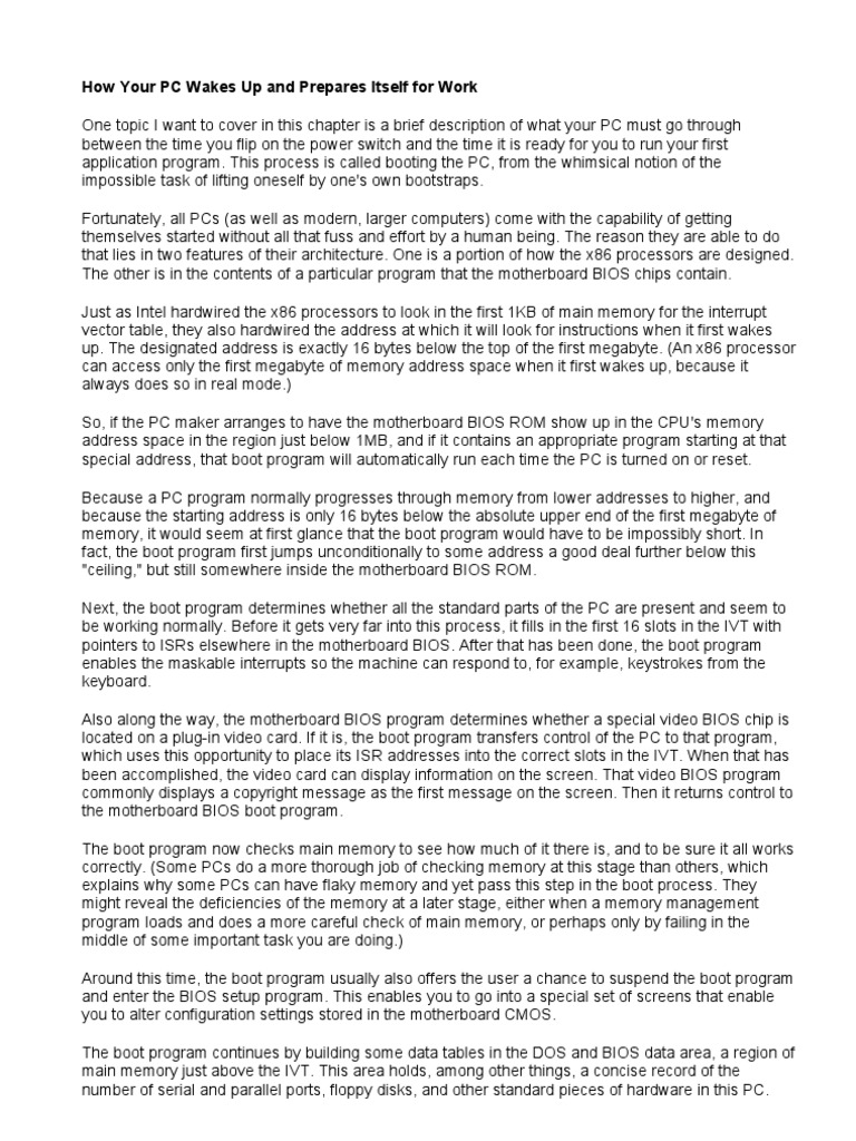 The POST Process | PDF | Booting | Bios