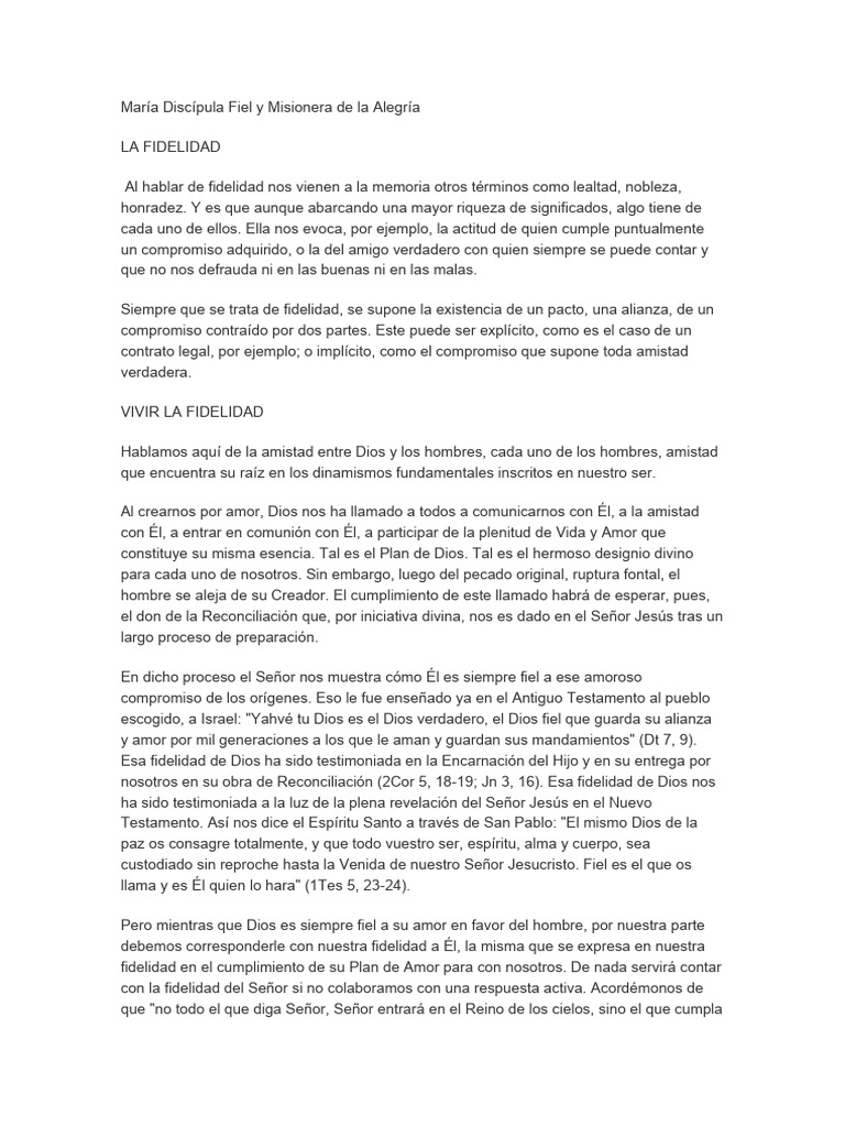 María Discípula Fiel y Misionera de La Alegría | PDF | María, madre de ...