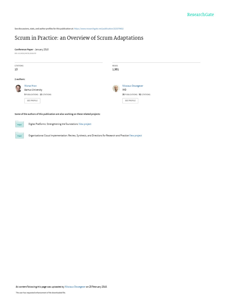 Scrum in Practice An Overview of Scrum Adaptations | PDF | Agile Software Development | Scrum ...