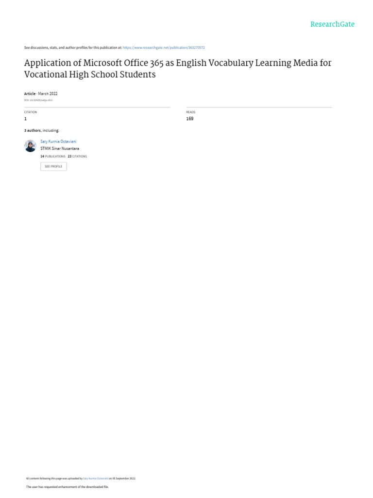 Application of Microsoft Office 365 As English Vocabulary Learning ...