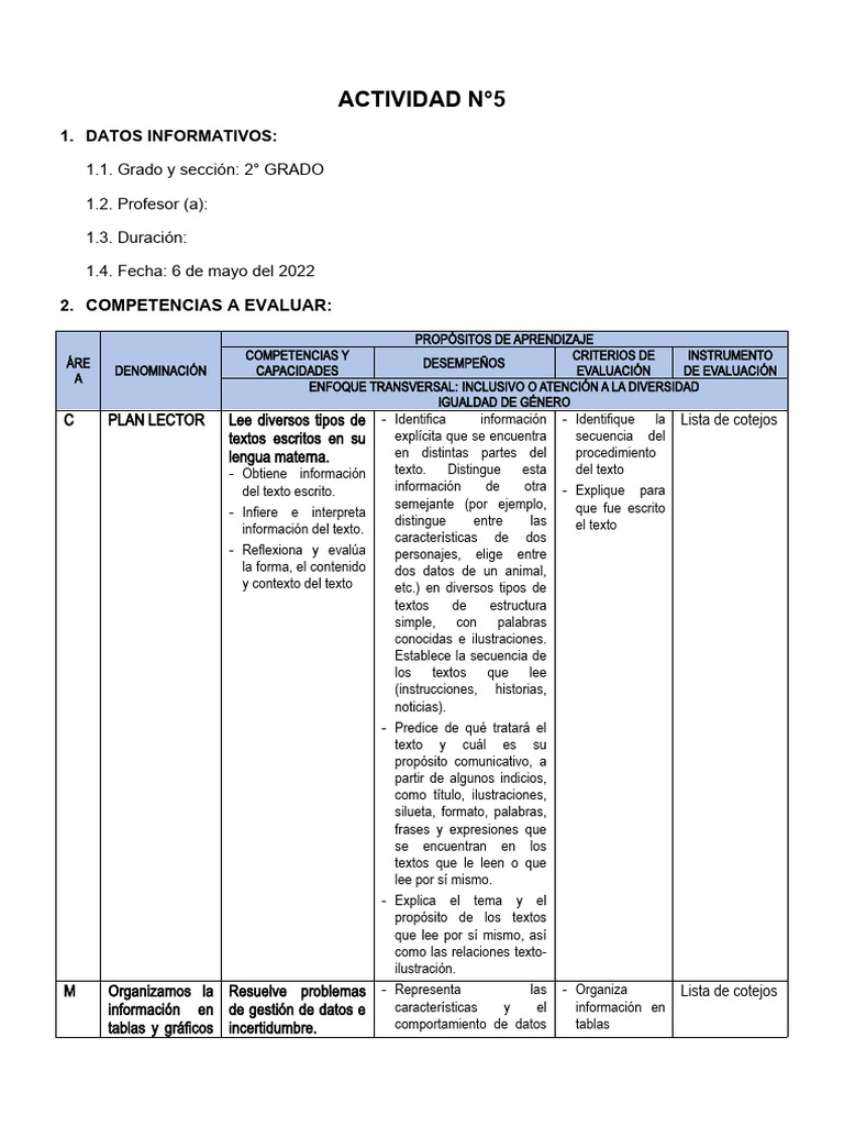 Actividad Dia 06 De Mayo 2do Grado Pdf Evaluación Estadísticas