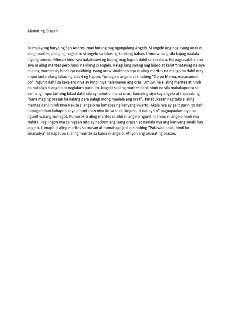 Alamat NG Orasan | PDF