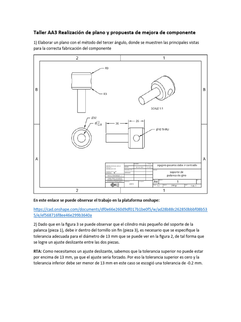 Taller AA3 Realizacion de Plano y Propuesta de Mejora de Componente | PDF | Tecnología