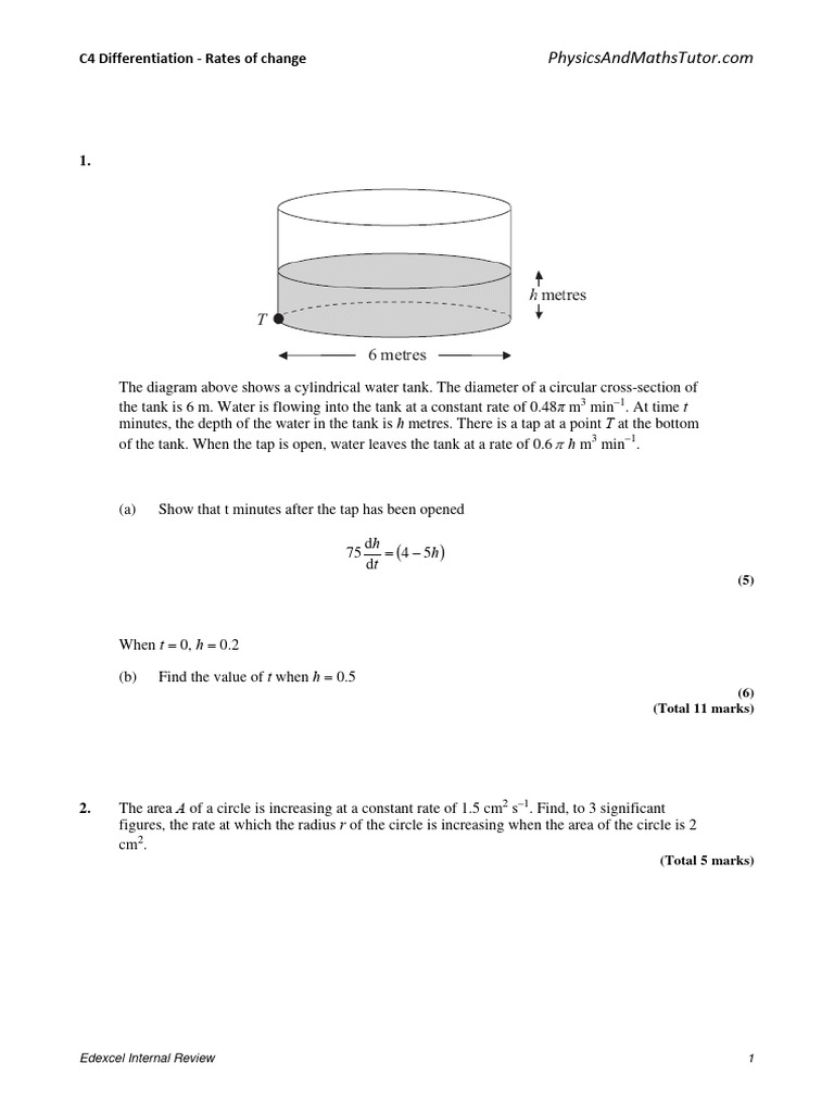 C4 Differentiation - Rates of Change | PDF | Area | Elementary Geometry