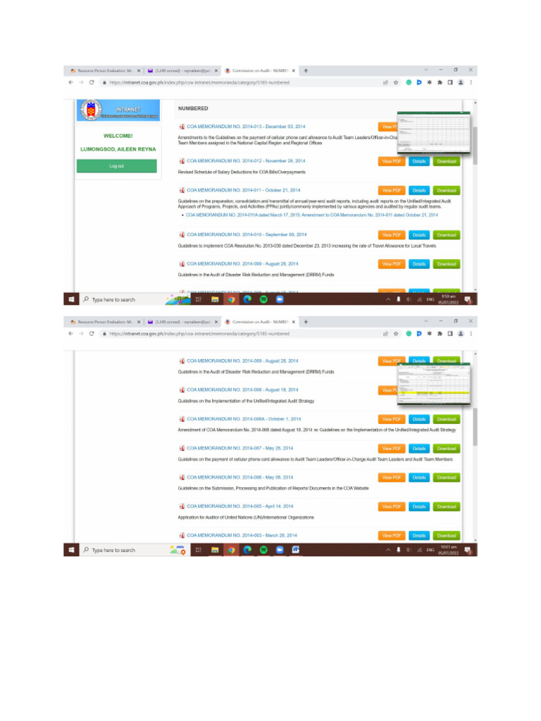 2014 Numbered List of Coa Memo | PDF