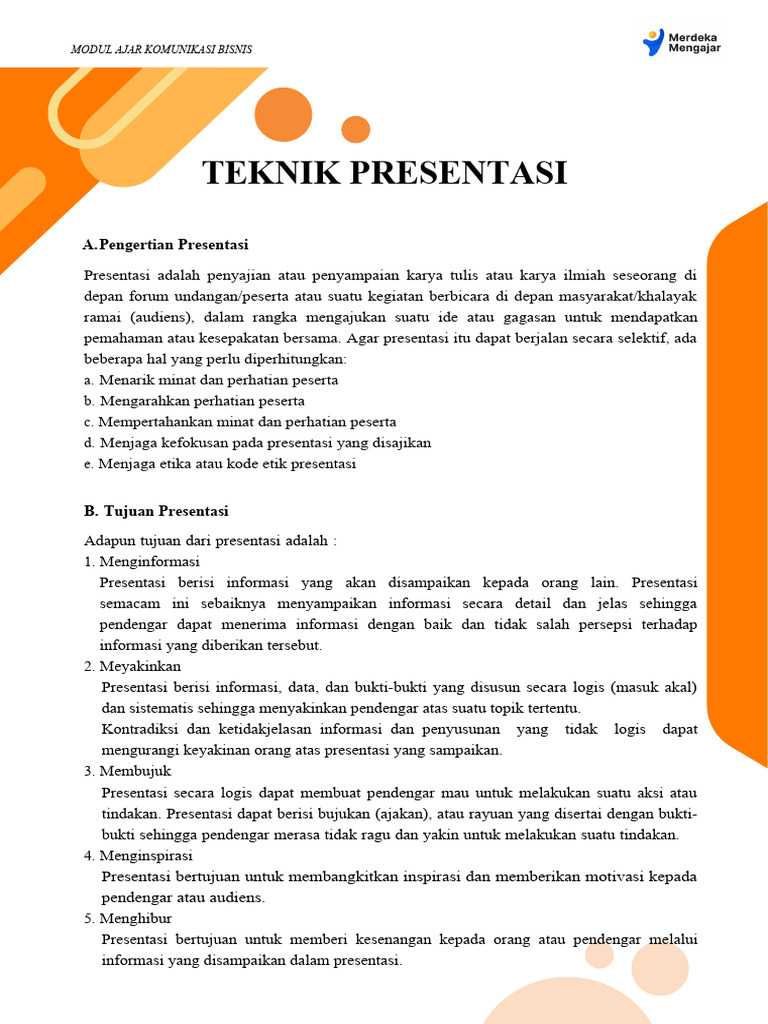 Materi Teknik Presentasi | PDF