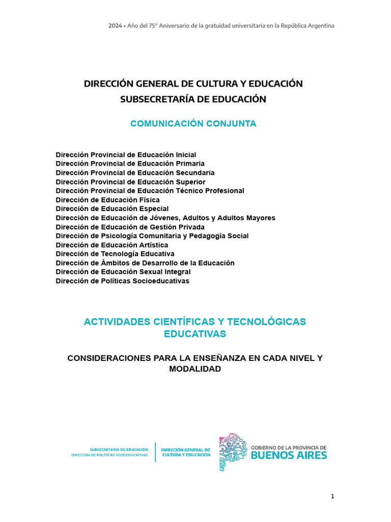 Comunicacion Conjunta Actividades Cientificas y Tecnologicas Educativas Consideraciones para La ...
