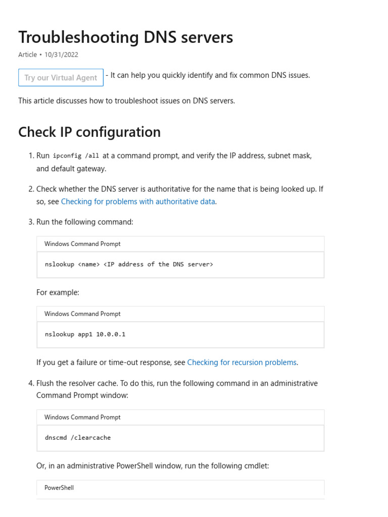 Troubleshooting DNS Servers - Microsoft Learn | Download Free PDF | Domain Name System | Port ...