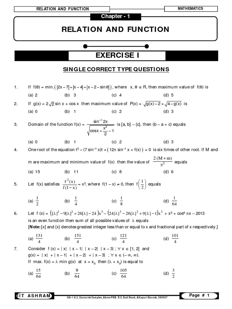 1 Relation And Function Pdf Function Mathematics Functions 1510