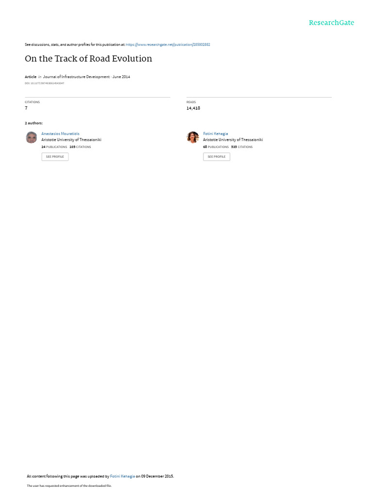 On the Track of Road Evolution ( History) | PDF | Sustainability | Road