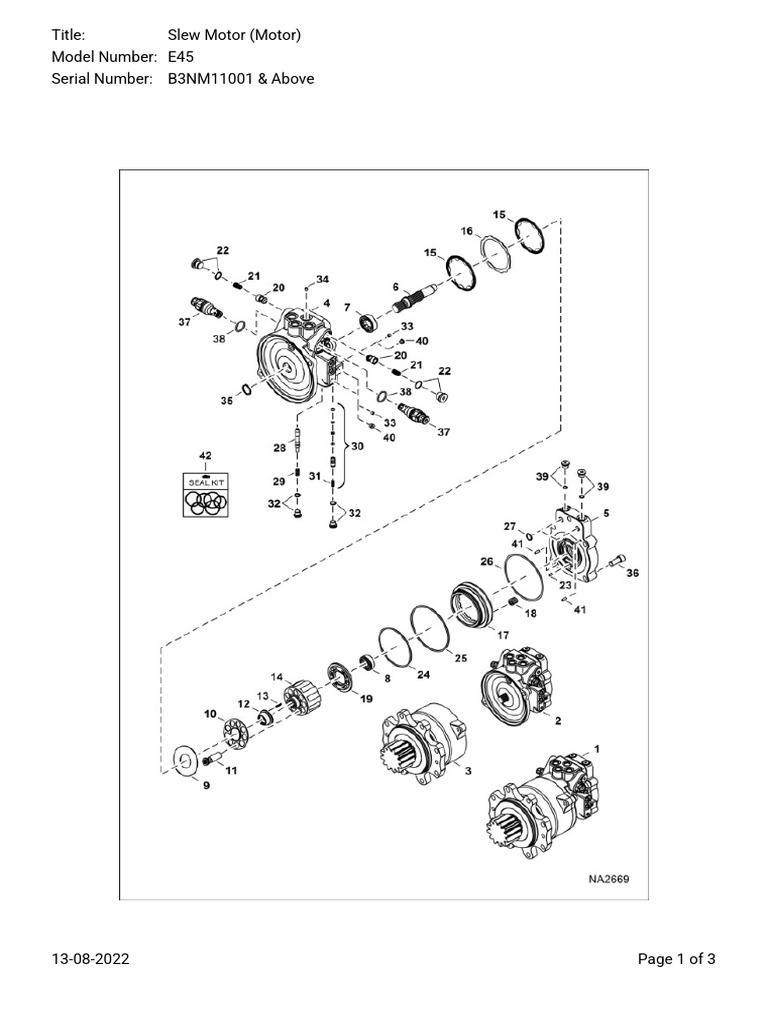 Title: Slew Motor (Motor) Model Number: E45 Serial Number: B3NM11001 ...