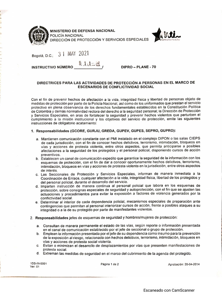 Instructivo N 011 Del 31052021 Directrices para Las Actividades de Protección A Personas en El ...