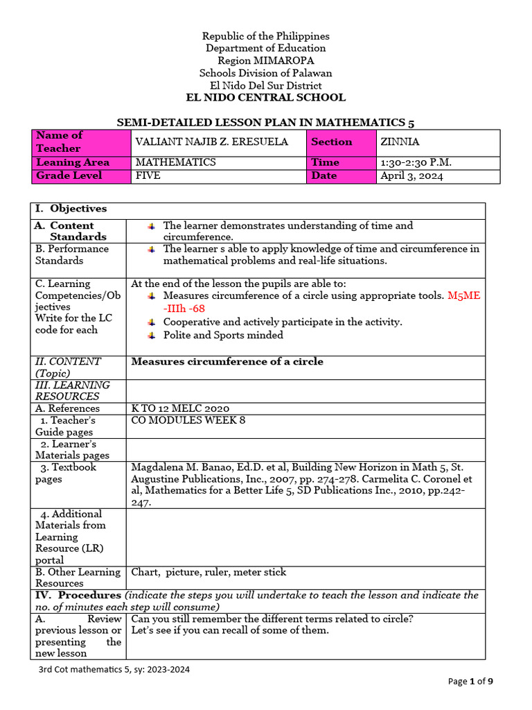 3rd COT MATH SY. 2023-2024 | PDF
