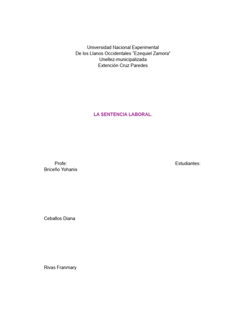La sentencia laboral | PDF | Sentencia (ley) | Res Judicata