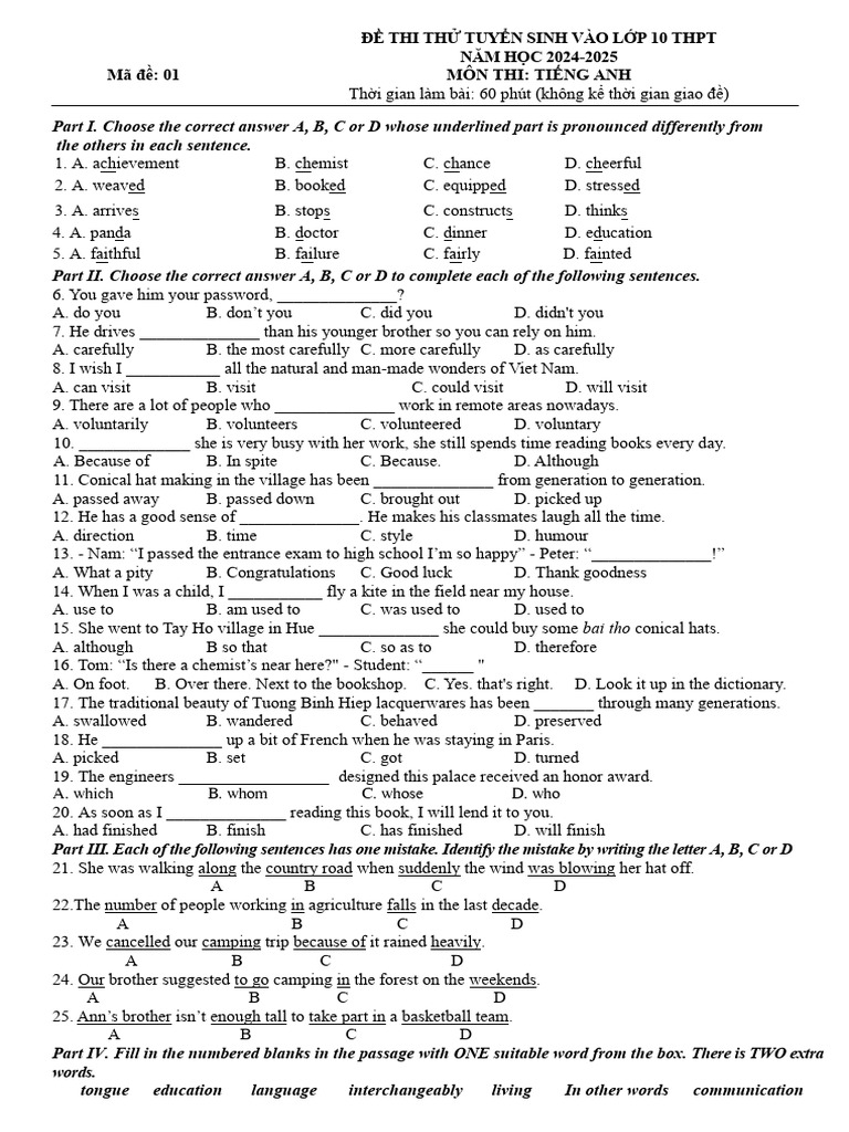 De Thi Thu Lan 3 - Mon Tieng Anh | PDF | Bride | Wedding