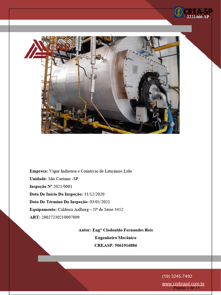 Inspeção de Segurança da Caldeira Vigor | PDF | Caldeira | Tecnologias ...