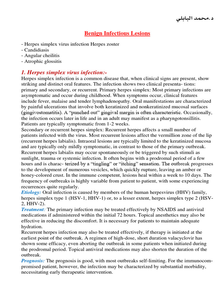 4 Benign Infectious Lesions Pdf Candidiasis Diseases And Disorders