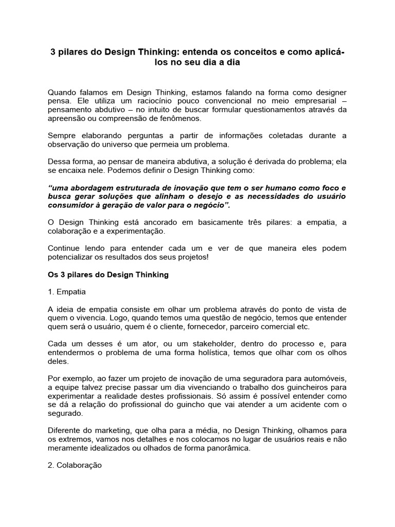 3 Pilares Do Design Thinking - Entenda Os Conceitos e Como Aplicá-los ...