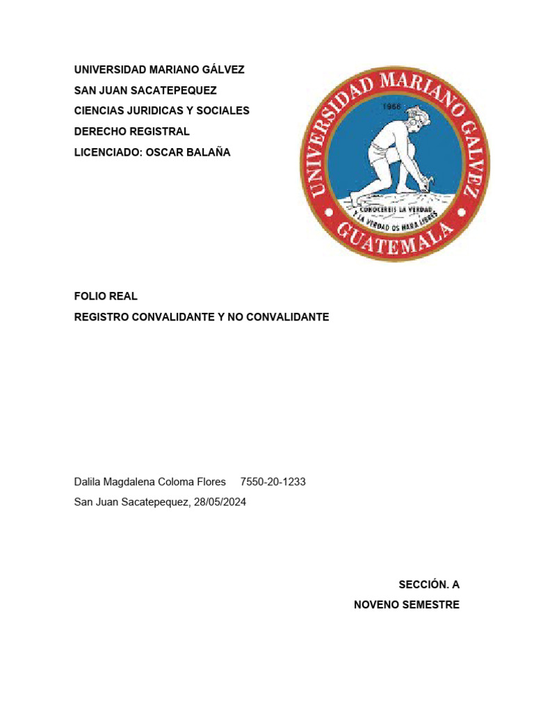 Folio Real, Registros Convalidantes y No Convalidantes | PDF ...