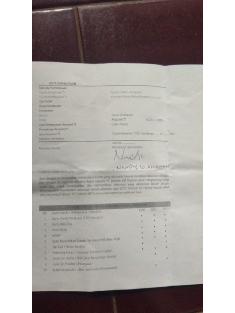 Dokumen Persyaratan Molis Nandi | PDF