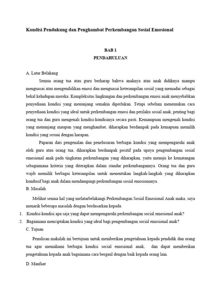 Faktor Pendukung dan Penghambat Emosi Anak | PDF