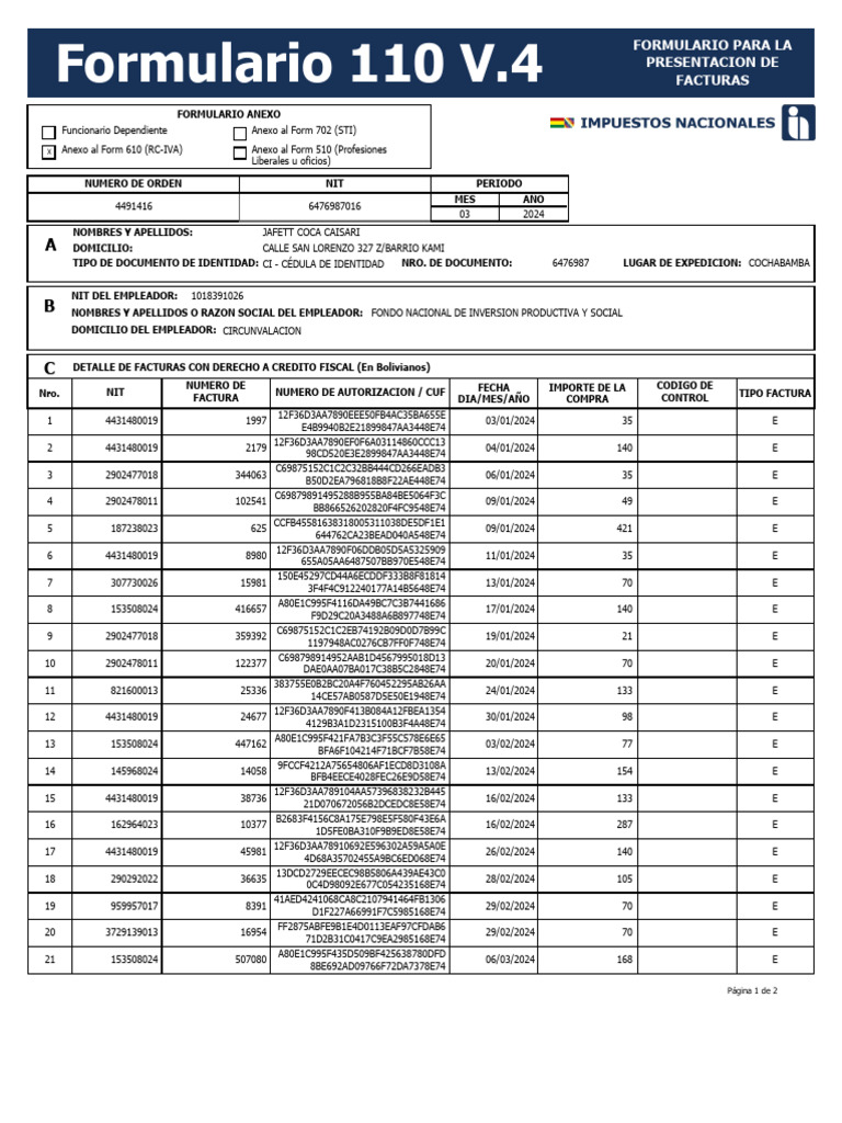 Form 110 Anexo 610 | PDF