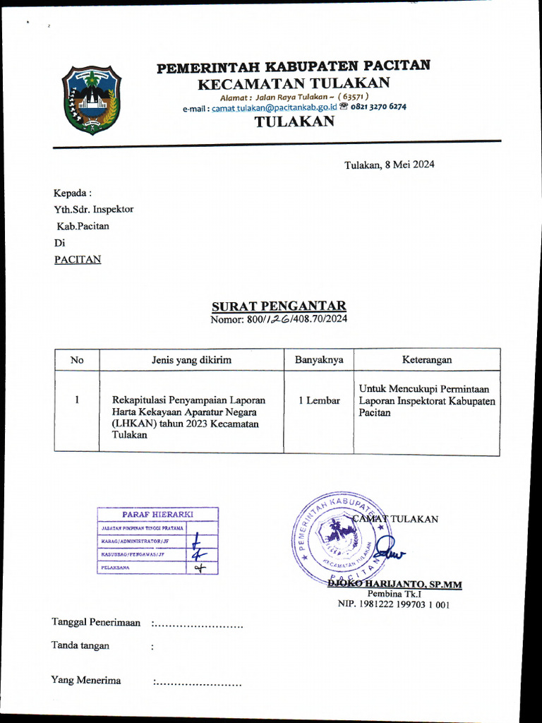 Surat Pengantar Lhkan | PDF