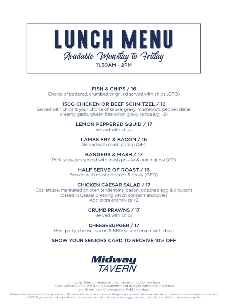 Midway Lunch+Menu Mar+2024 Web | PDF | Foods | Cuisine