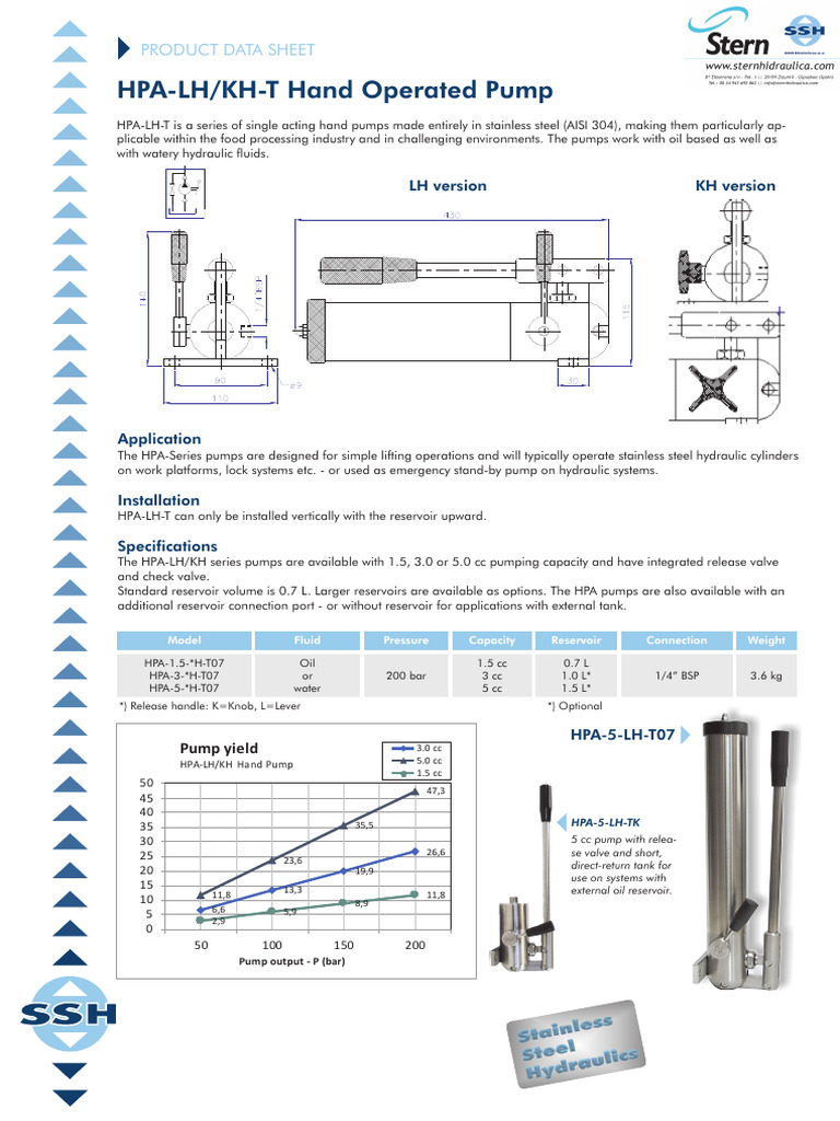 Stern SSH Catalogo Serie Handpumps Completo - 1 - Original | PDF | Pump | Valve