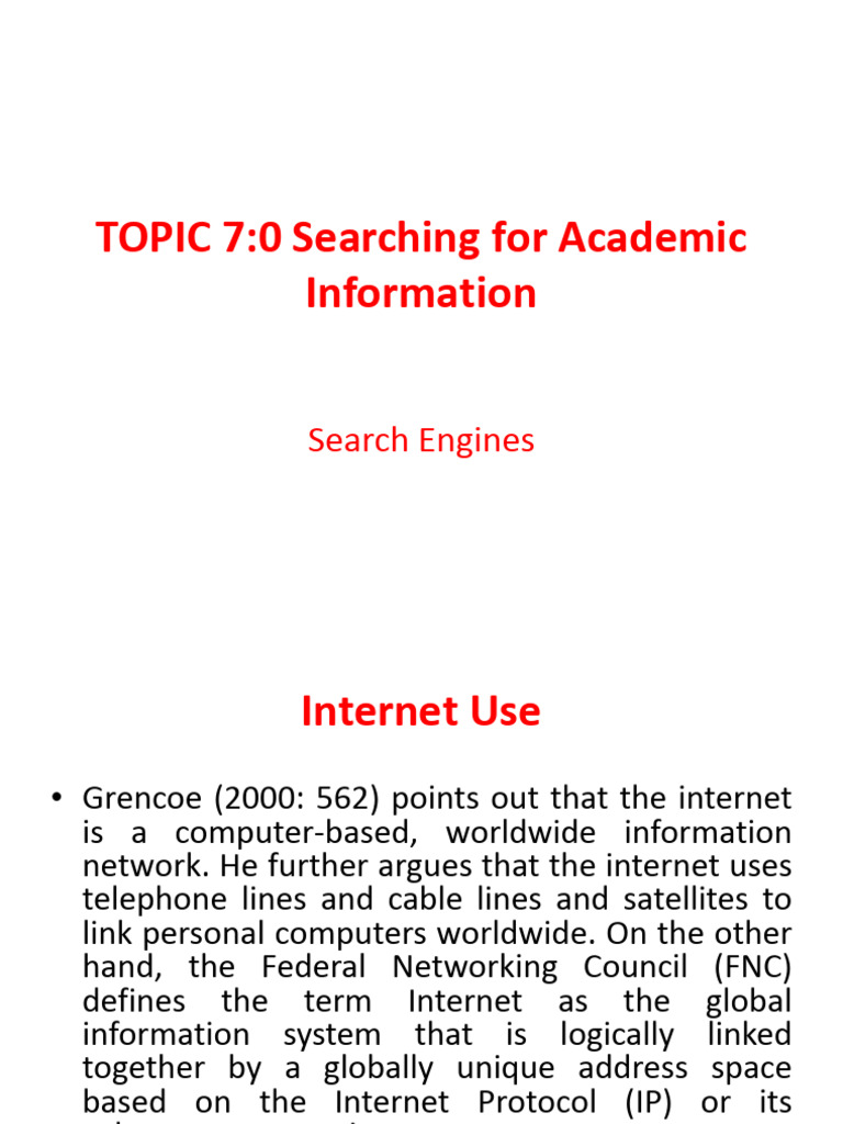 Topic 7 - Searching For Academic Information | PDF | World Wide Web ...