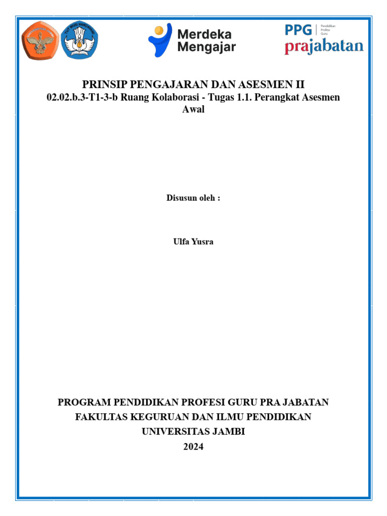 T1-3-b Ruang Kolaborasi - Tugas 1.1. Perangkat Asesmen Awal (Ulfa Yusra) | PDF | Karier ...