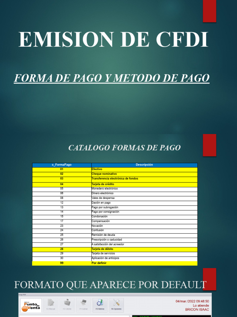 Formas y Métodos de Pago CFDI | PDF | Cheque | Tarjeta de débito