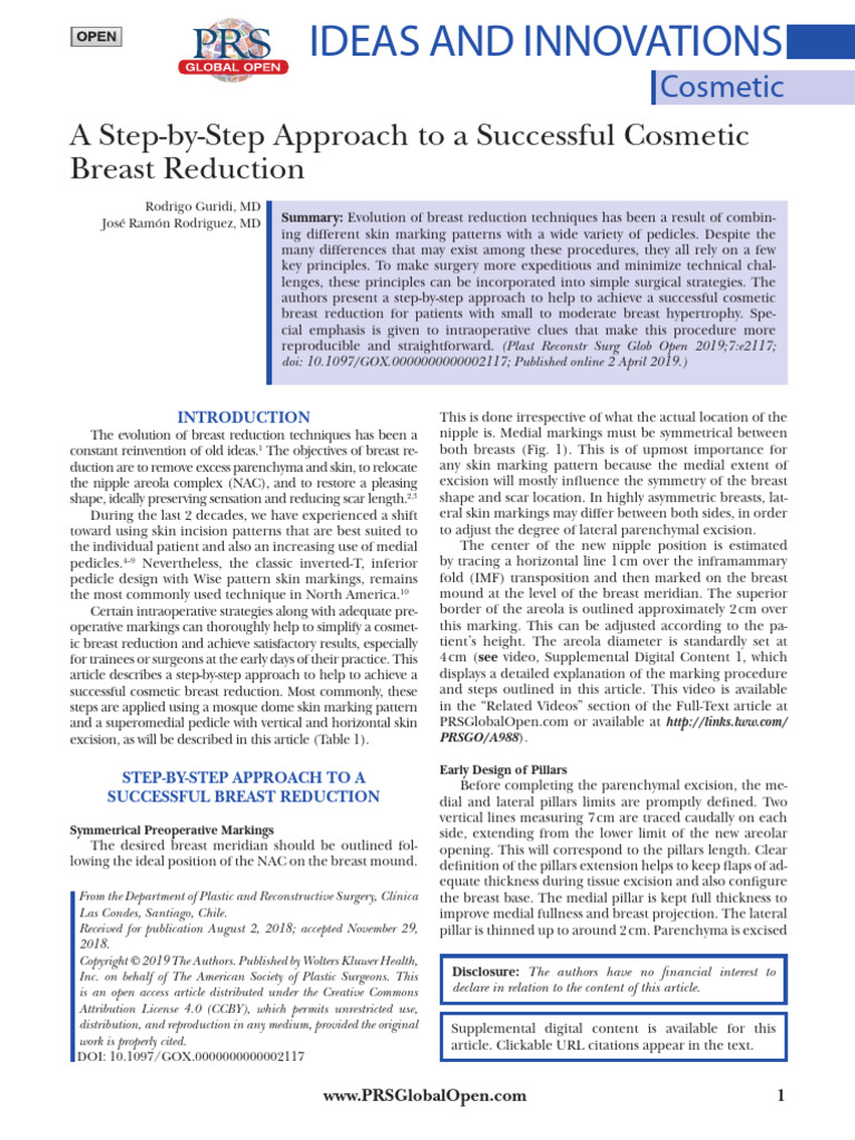 A Step-by-Step Approach To A Successful Cosmetic Breast Reduction ...