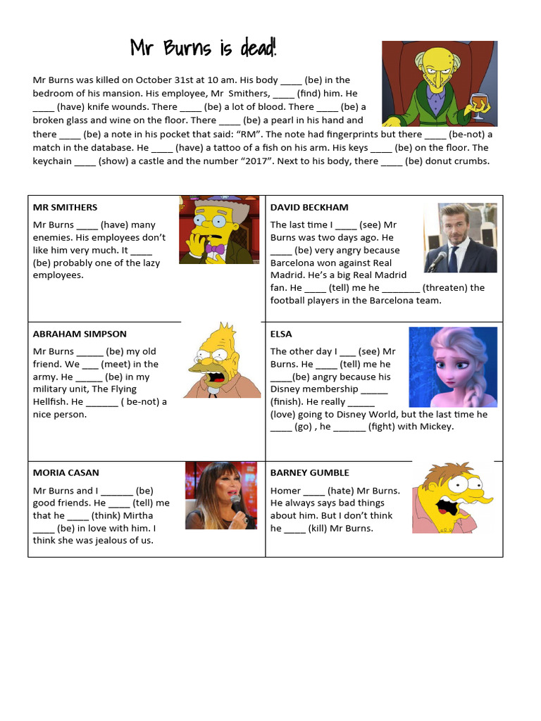 A Murder Mystery - MR Burns Is Dead | PDF | The Simpsons Episodes | The ...