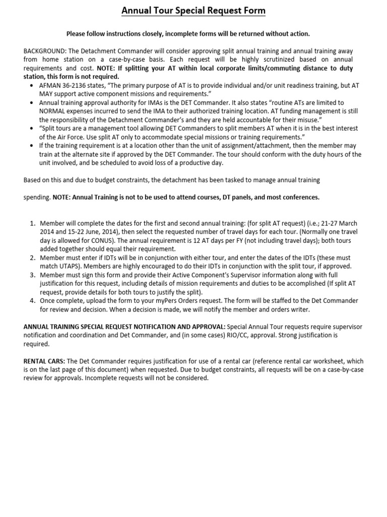 AT Special Request Form | Download Free PDF | Transport