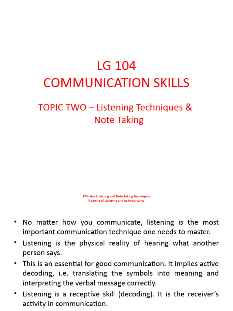 Topic Two | PDF | Communication | Hearing