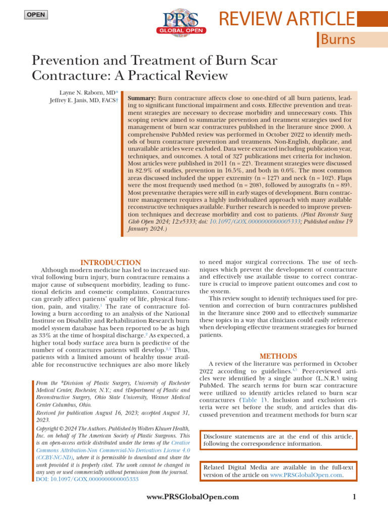 Prevention and Treatment of Burn Scar Contracture | PDF | Burn | Scar