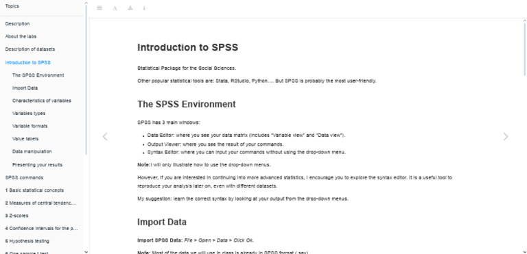 Introduction To SPSS - Notes For Basic Statistics I | PDF
