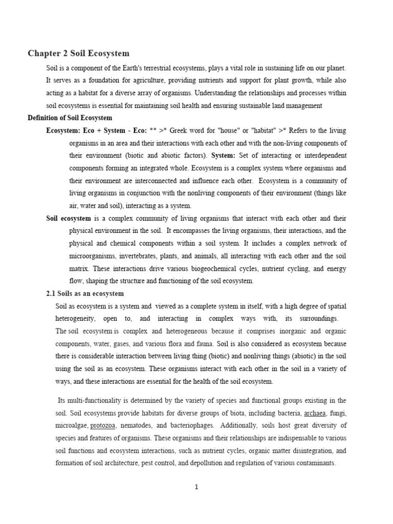 Understanding Soil Ecosystems And Services Pdf Soil Ecosystem