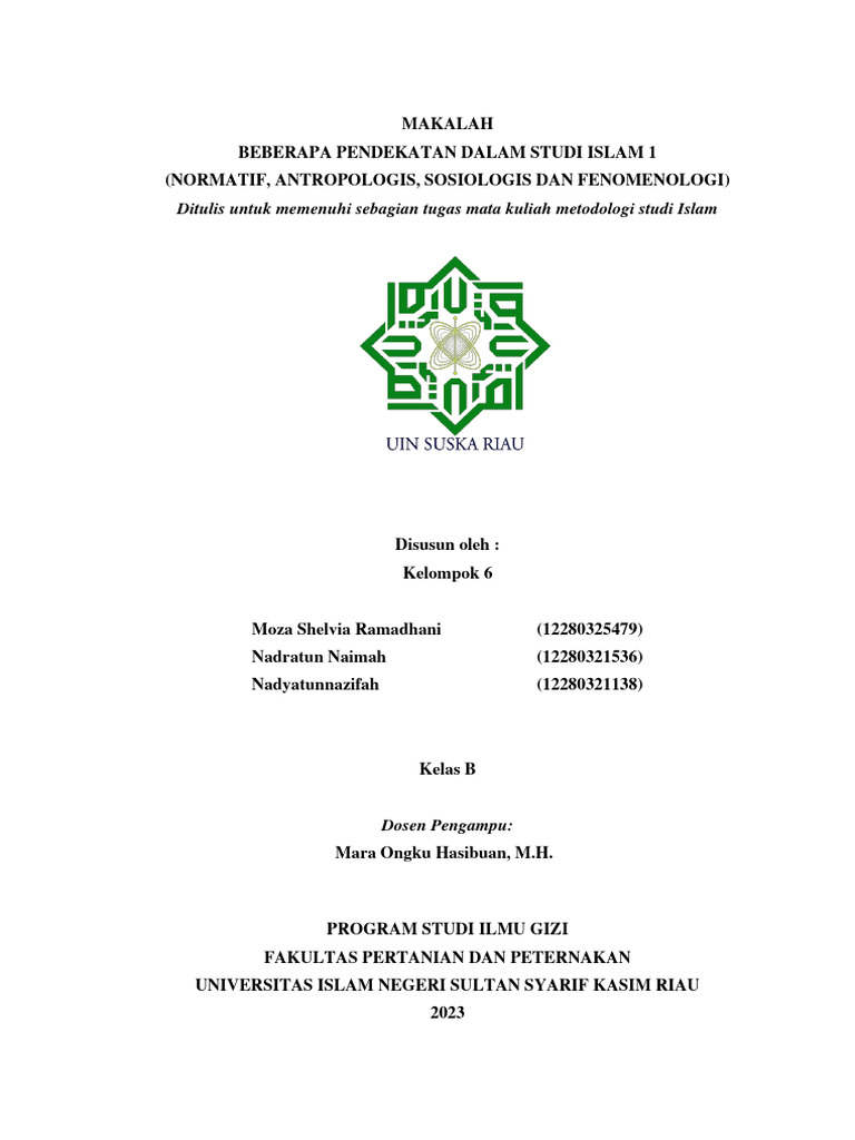 Beberapa Pendekatan Dalam Studi Islam 1 | PDF
