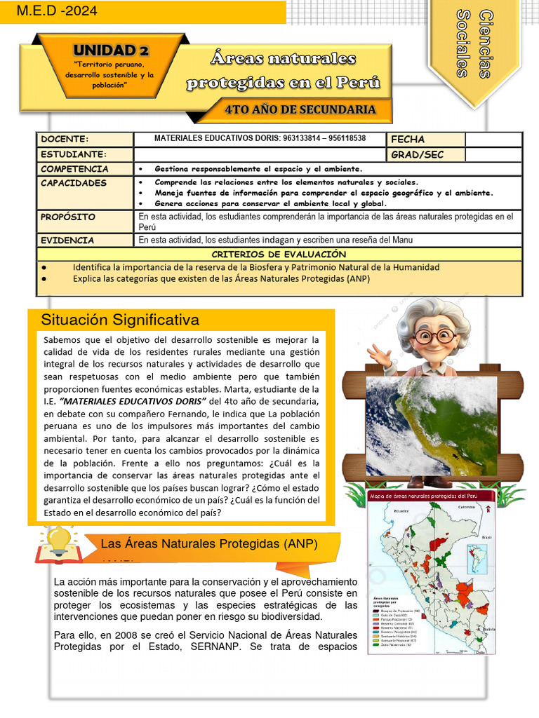 Ficha de Actividad CCSS 4° - Semana 1 Uni 2 | PDF | Biodiversidad | Desarrollo sostenible