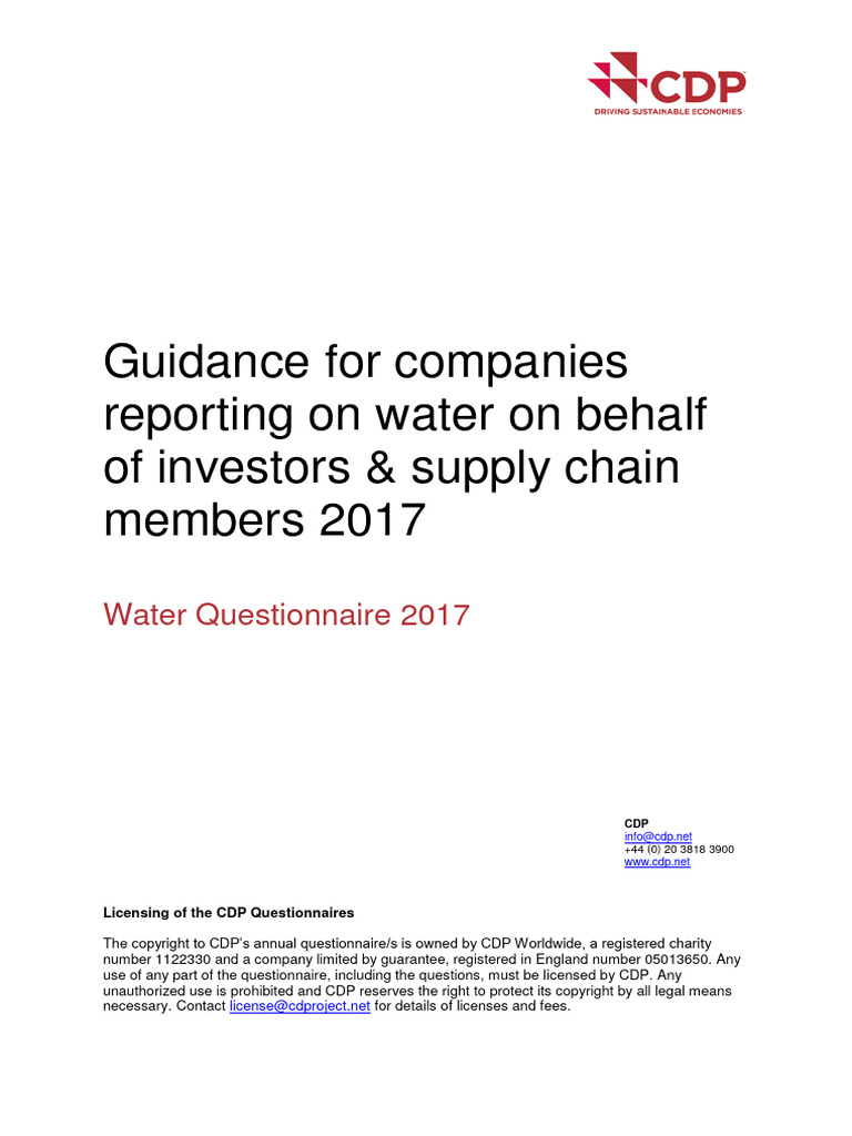 CDP Water Reporting Guidance | PDF | Finance & Money Management