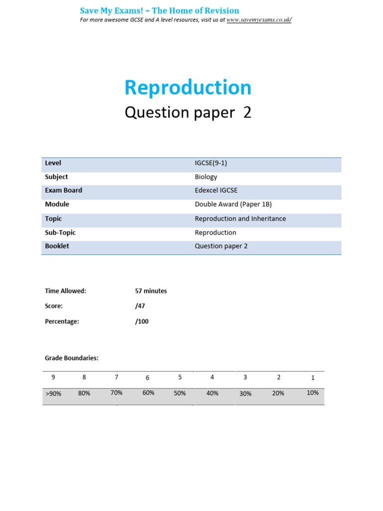 13 2 Reproduction 1b Igcse 9 1 Edexcel Biology Pdf Zygosity Dominance Genetics
