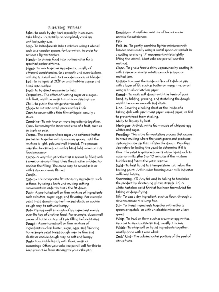 Baking Terms | PDF | Dough | Breads