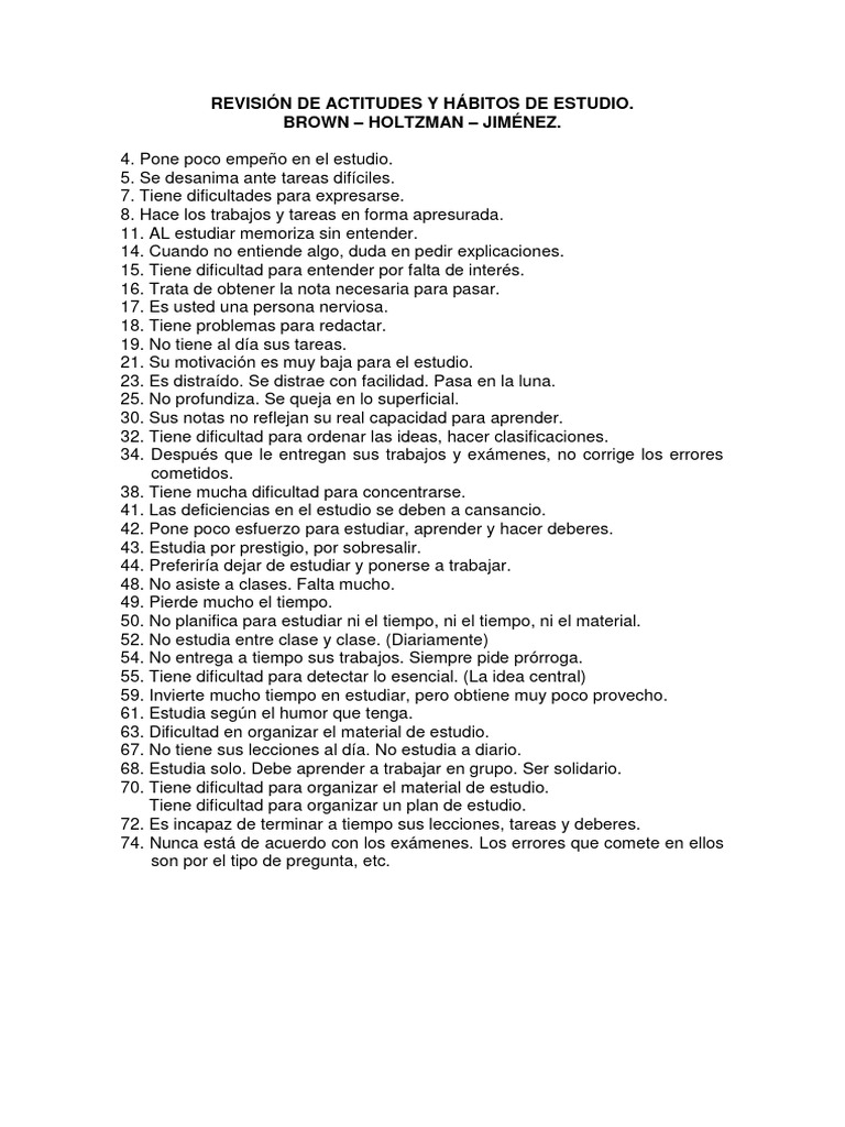 02 PLANTILLA TEST DE ACTITUDES Y H. E. (BROWN-HOLTZMAN-JIMENEZ) | PDF