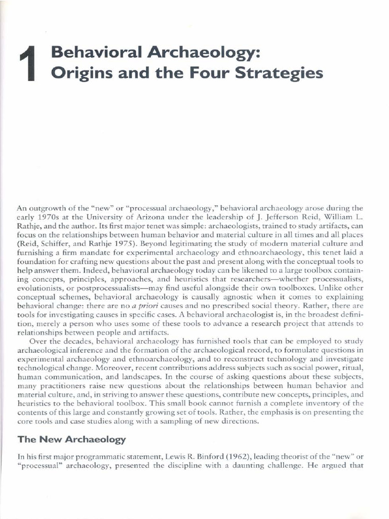 11.SCHIFFER 1. Behavioral Archaeology (BEHAVIORAL) | PDF | Archaeology | Liberal Arts Education