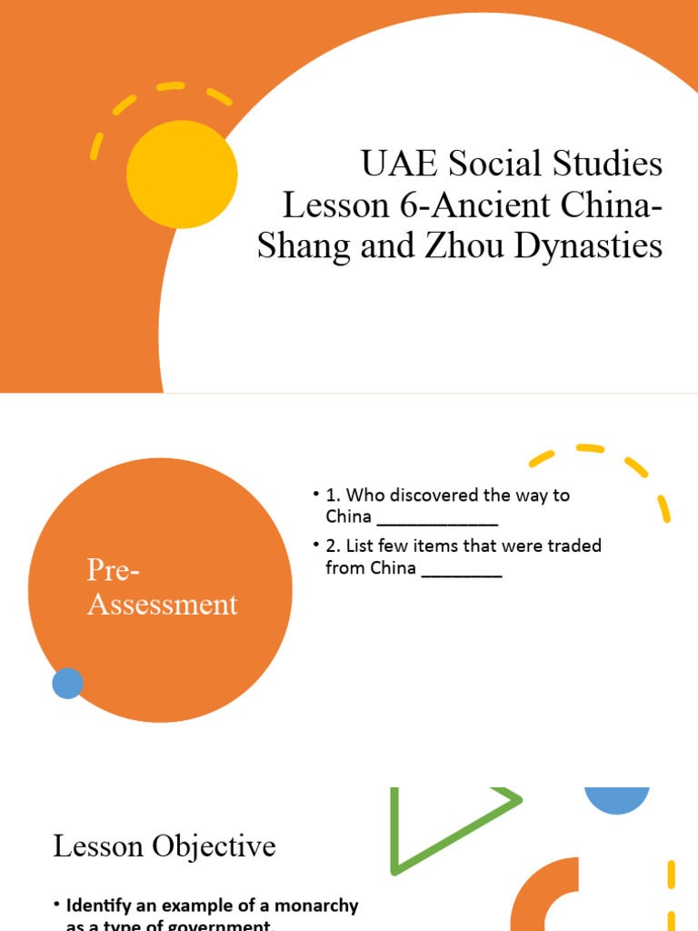 UAE Ancient China-Shang and Zhou Dynasties Grade 5 Term 1 | PDF