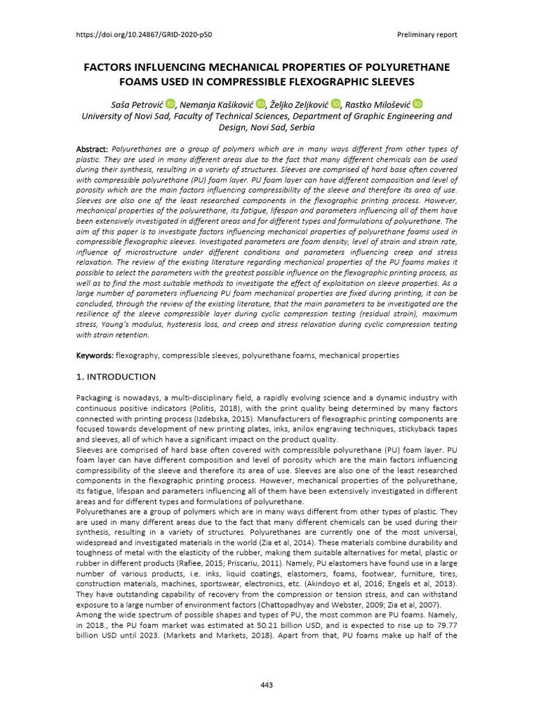 Factors Influencing Mechanical Properties of Polyu | PDF | Deformation (Engineering) | Young's ...