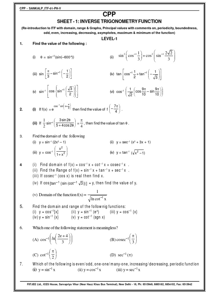 Itf 1 | PDF | Function (Mathematics) | Trigonometric Functions