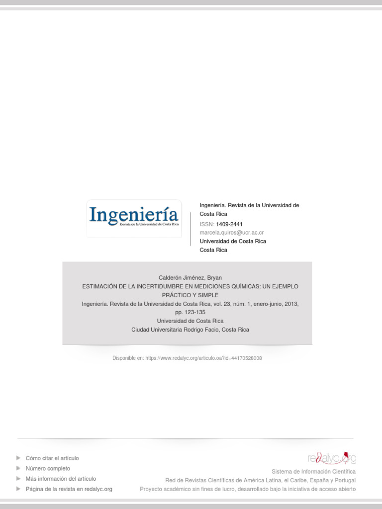 Estimación de La Incertidumbre en Mediciones Químicas. Un Ejemplo Práctico y Simple | PDF